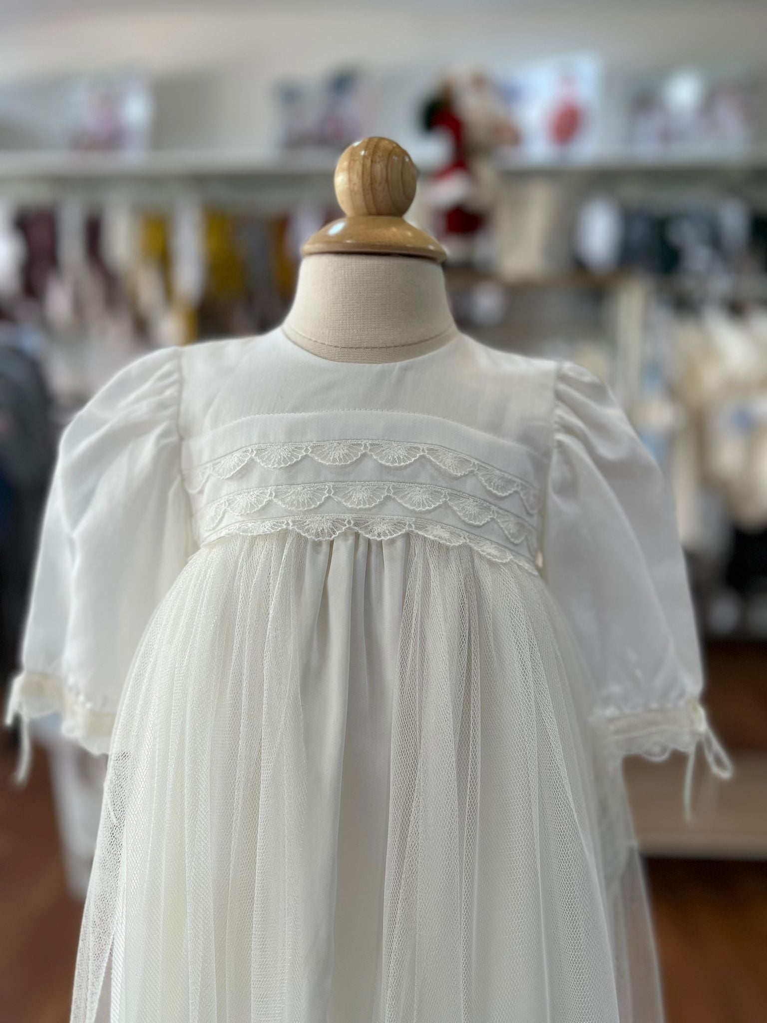 TRADITIONAL BAPTISM LONG SLEEVE EMBROIDERED TULLE – Lilileyba
